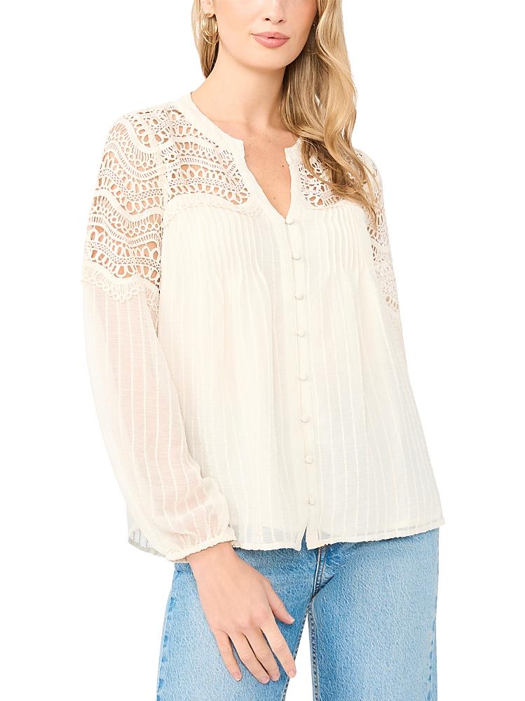 VINCE CAMUTO Vince Camuto Split Neck Button Front Blouse